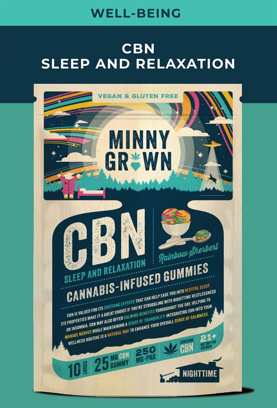 Minny Grown CBN Gummies - Rainbow Sherbert | higherplace